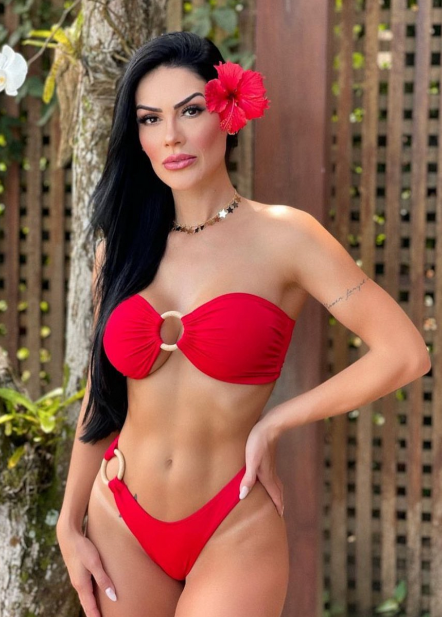Biquíni Top Faixa Com Argola E Calcinha Asa Delta Vermelho Liso 102